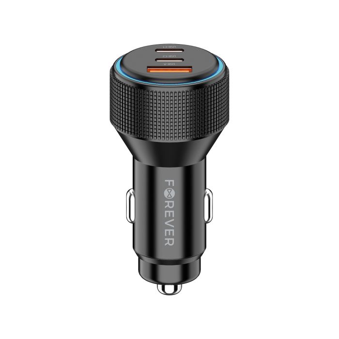 Forever CC-07-66ACC PD QC (USB-A 2x USB-C) 66W Auto punjač crni