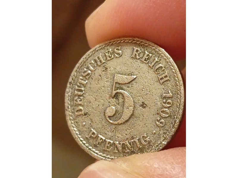 5 pfennig 1909g. F redja kovanica