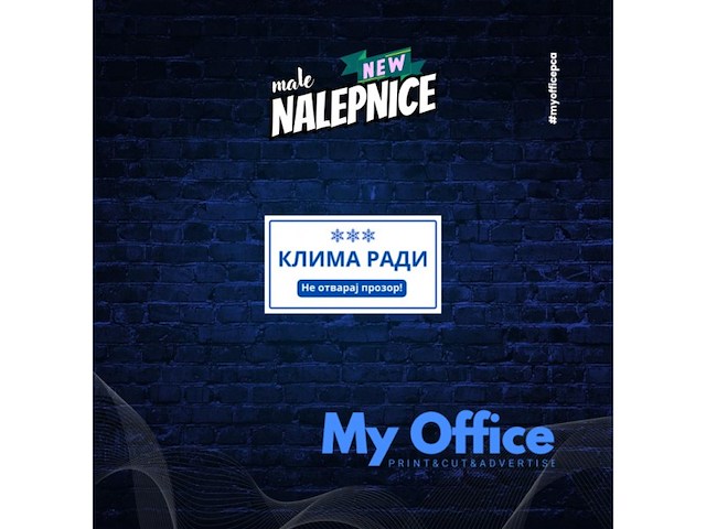Klima radi!Ne otvaraj prozor!Nalepnice za vozila 10kom.