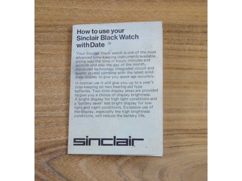 Sinclair Black Watch Uputstvo Jako Retko
