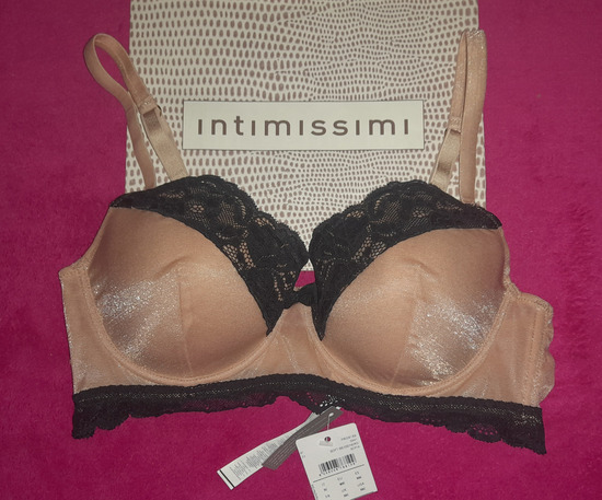 Intimissimi krem sjajni crna cipka 80C/80B NOVO!%