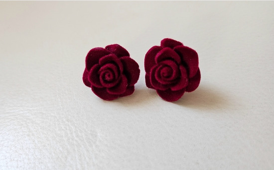 Rose velvet flower stud minđuše, novo