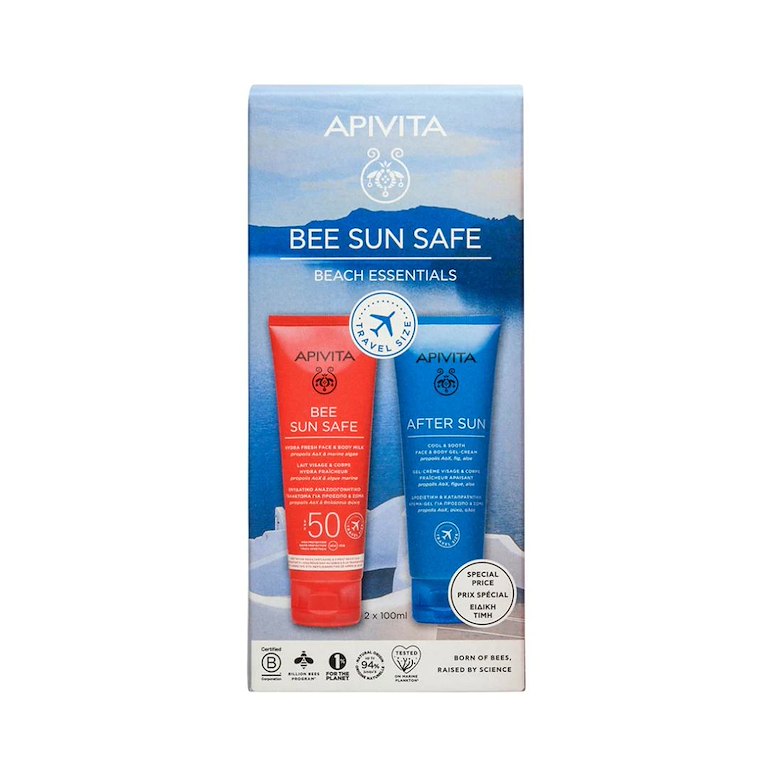 APIVITA BEE SUN SAFE PROMO SET Beach Essentials Mleko za Lice i Telo 100 mL i Gel-Krema Posle Sunčanja 100 mL