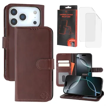 IPHONE 17 PRO MAX MYTPHONE CARDMATE LEATHER WALLET CASE - DARK BROWN