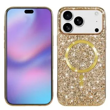 IPHONE 17 PRO MAX ELECTROPLATED GLITTER CASE - MAGSAFE COMPATIBLE - GOLD