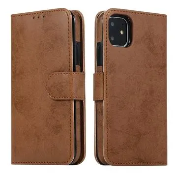 IPHONE 11 VINTAGE 2-IN-1 WALLET CASE WITH REMOVABLE COVER - BROWN