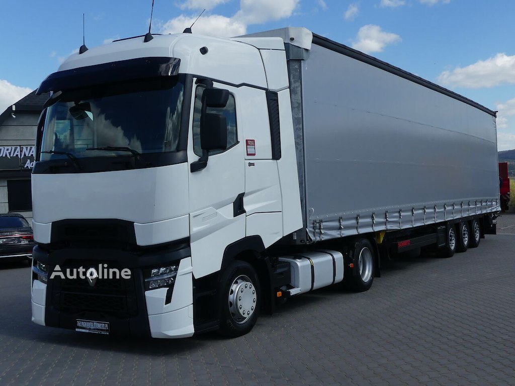 Renault T480 EVO + SCHMITZ FIRANKA / ZESTAW MEGA / AUTOMAT / TV / tegljač + poluprikolica sa kliznom ceradom