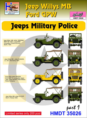 H-Model Decals T35026 Willys Jeep MB/Ford GPW: Military Police (Part 1)