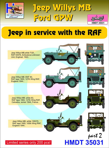 H-Model Decals T35031 Willys Jeep MB/Ford GPW: RAF Jeeps (Part 2)