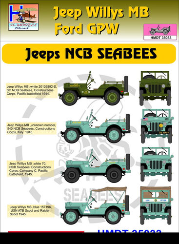 H-Model Decals T35033 Willys Jeep MB/Ford GPW: NCB Seabees