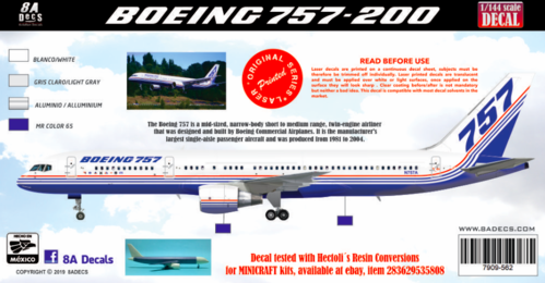 8aDecs 7909-562-144 Boeing 757-200 House Colors