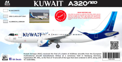 8aDecs 7909-584-144 A320 Neo Kuwait Airways