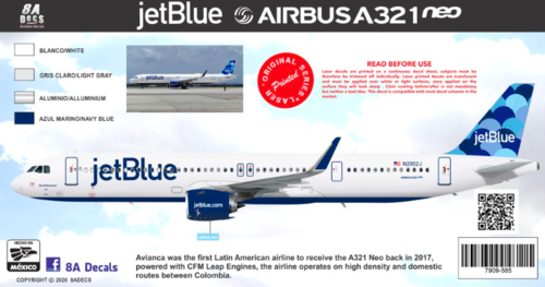 8aDecs 7909-585-144 Jetblue A321 Neo