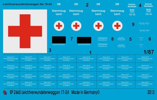 Peddinghaus-Decals 2665 Light Wounded Transport Wagon Ambulance Train 655, White Label