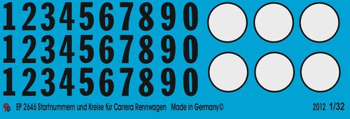 Peddinghaus-Decals 2646 Numbers And White Circles For Carrera Slot Cars