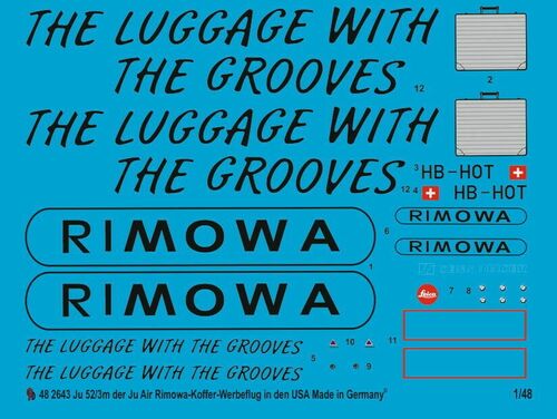 Peddinghaus-Decals 2643 JU 52/3m Ju Air Rimowa Koffer Promotion Flight In The USA