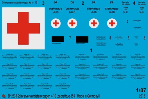 Peddinghaus-Decals 2635 Heavy Wounded Transport Wagons Ambulance Train 655