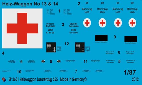 Peddinghaus-Decals 2631 Heating Wagons Of The Ambulance Train 655