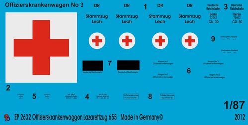 Peddinghaus-Decals 2632 Officer Transport Wagons Ambulance Train 655