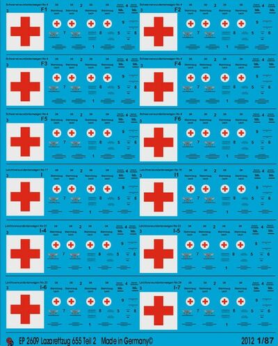 Peddinghaus-Decals 2609 Ambulance Train 655 Wounded Waggons, Part 2, 12 Waggons