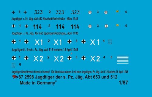 Peddinghaus-Decals 2598 Jagdtiger Of The s. Pz. Jäg Abt. 653 And 512