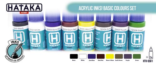 Hataka Hobby QS01 Acrylic Inks! Basic Colours Set (8 pcs)