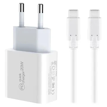 SAII PD SET ZA PUNJENJE - 20W, USB-C - EU UTIKAČ - BELI