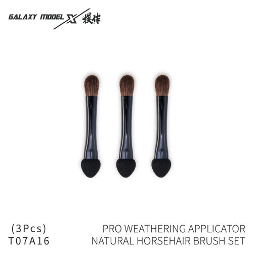 Galaxy-Model T07A16 Pro Weathering Applicator Natural Horsehair Brush Set (3 pcs)