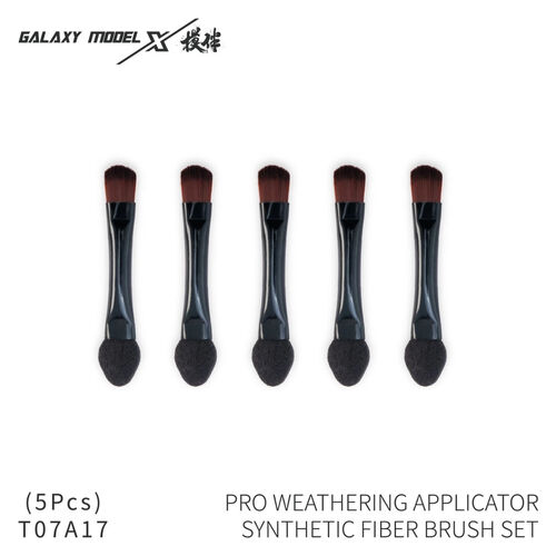 Galaxy-Model T07A17 Pro Weathering Applicator Synthetic Fiber Brush Set (5 pcs)