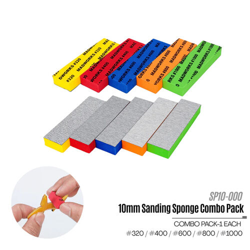 Madworks SP10-000 Sanding Sponge 10 mm Combo Pack-1 Each - #320 / #400 / #600 / #800 and #1000