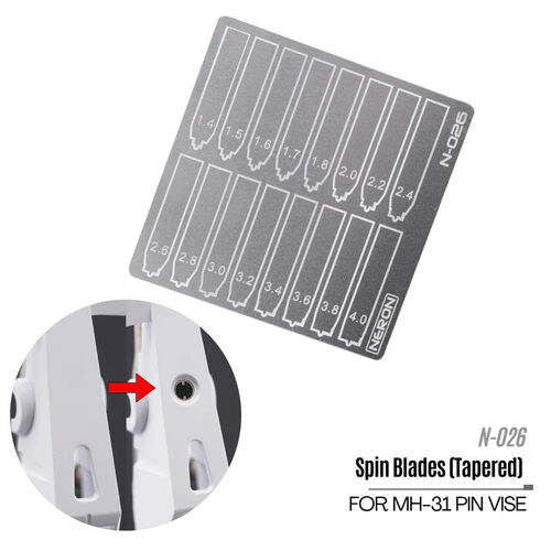 NEW! Madworks N-026 Photo-Etched Spin Blades (Tapered) - for MH-31 Pin Vise
