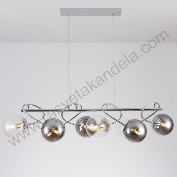 Luster visilica 8xE14 GLOBE hrom