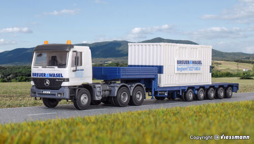 NEW! Kibri 13057 Mercedes Actros z naczepą i elementem dźwigu Liebherr LG 1550