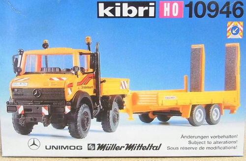 NEW! Kibri 10946 Unimog with 2-axle Trailer for Vehicles