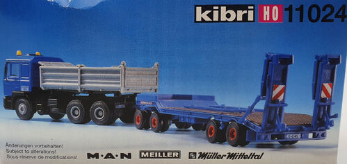 NEW! Kibri 11024 MAN 3 -axle Tipper with 4 -axle Trailer for Transport
