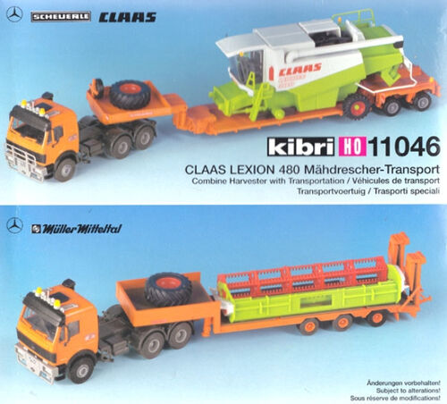NEW! Kibri 11046 Mercedes Benz 3-axle with Trailers with Claas Combine Harvester load
