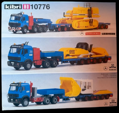 NEW! Kibri 10776 Set of 3 pcs 3-axle with Semi-Trailer with load Excavator