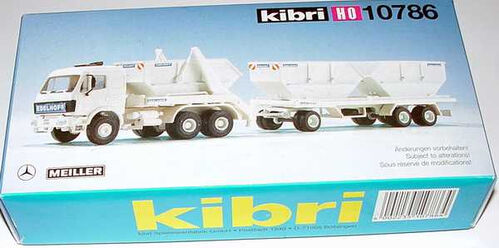 NEW! Kibri 10786 Mercedes Benz 3-axle with Waste Container and 3-axle Trailer