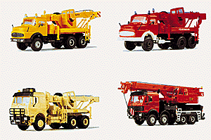NEW! Kibri 10868 Set of 4 Mercedes Benz Mobile Cranes