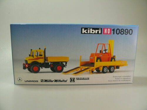 NEW! Kibri 10890 Unimog with Trailer with Muller-Mitte Forklift