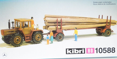 NEW! Kibri 10588 Traktor Mercedes-Benz z przyczepą 2/oś do przewozu drewna