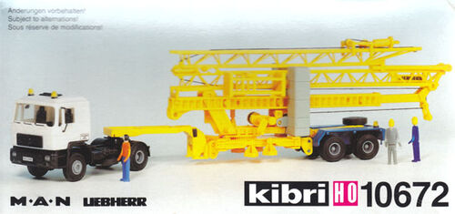 NEW! Kibri 10672 MAN 2/oś z naczepą 2/oś żurawiem budowlanym Liebherr