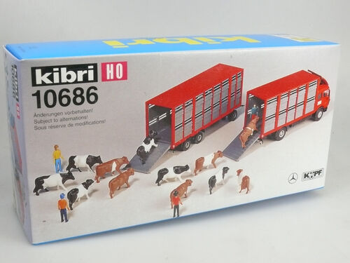 NEW! Kibri 10686 Mercedes-Benz 2/oś z przyczepą 3/oś do przewozu zwierząt