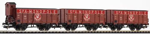 NEW! Piko 58339 Trzy wagony towarowe SPA Monopole, B, Ep. III