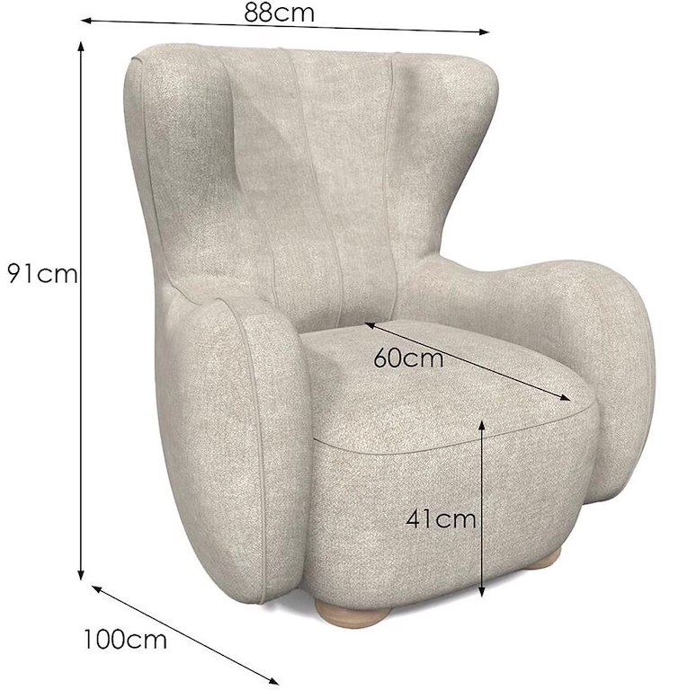 Ciro Dress Me 15 fotelja 88x100x91 cm bež