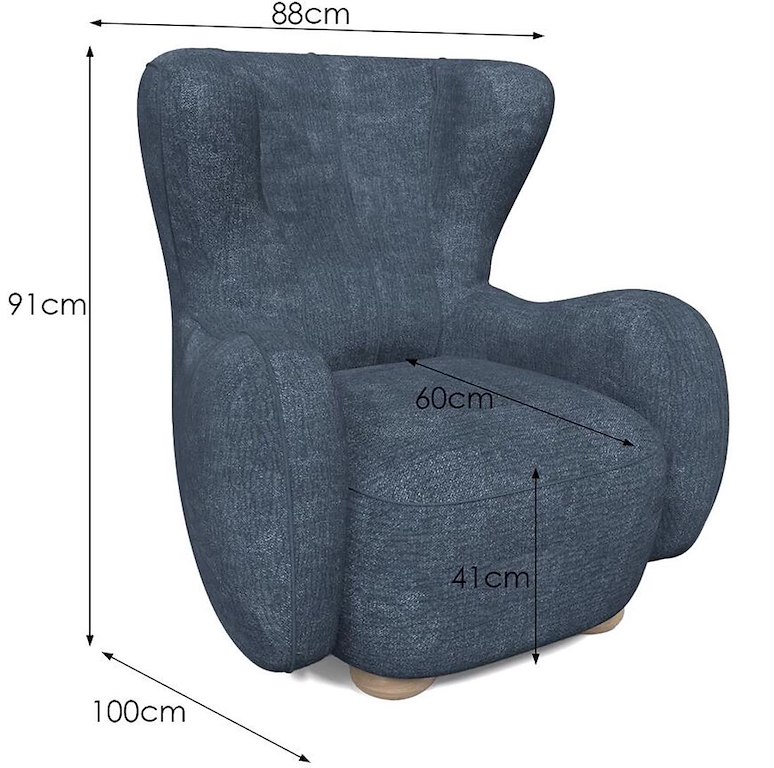 Ciro Dress Me 6 fotelja 88x100x91 cm plava