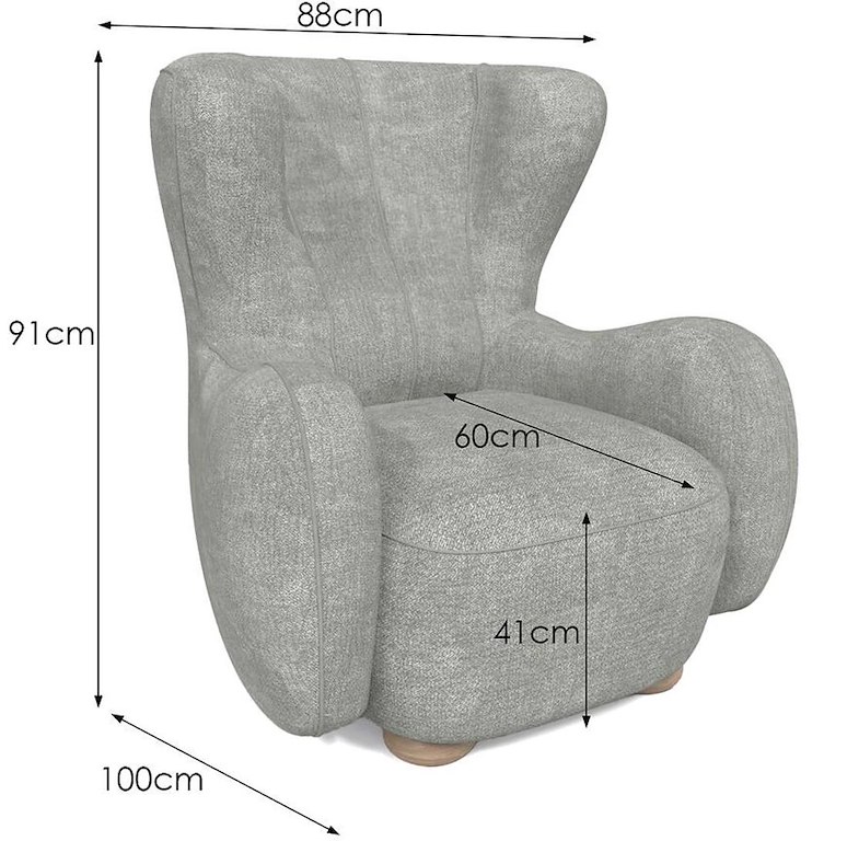 Ciro Dress Me 2 fotelja 88x100x91 cm siva
