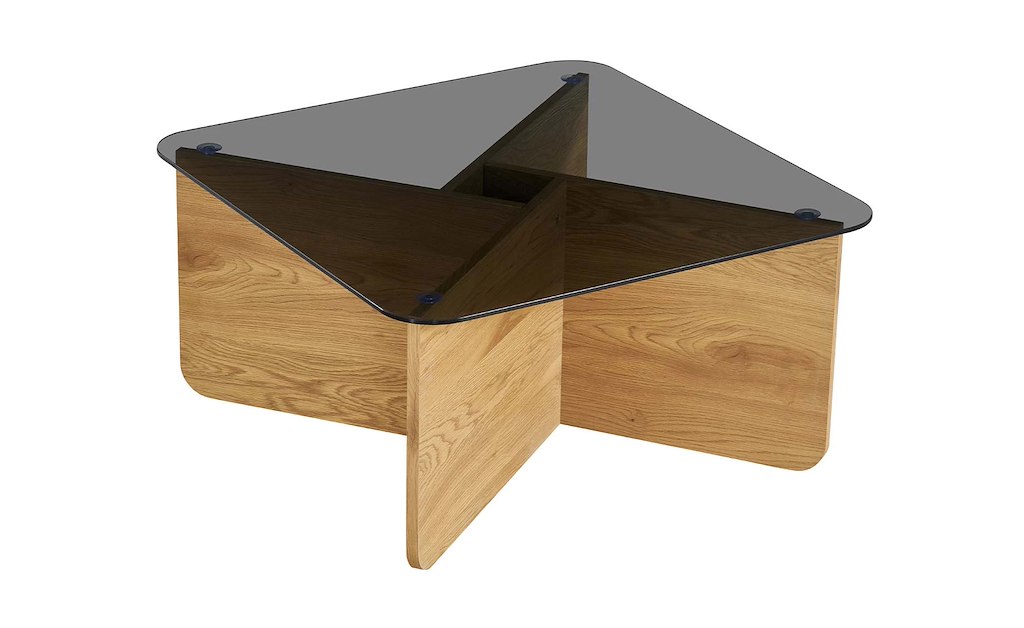 Odell klub sto 80x80x40 natur/tamno staklo