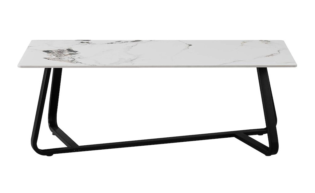 Octavio klub sto 120x60x45 cm bela keramika/crno