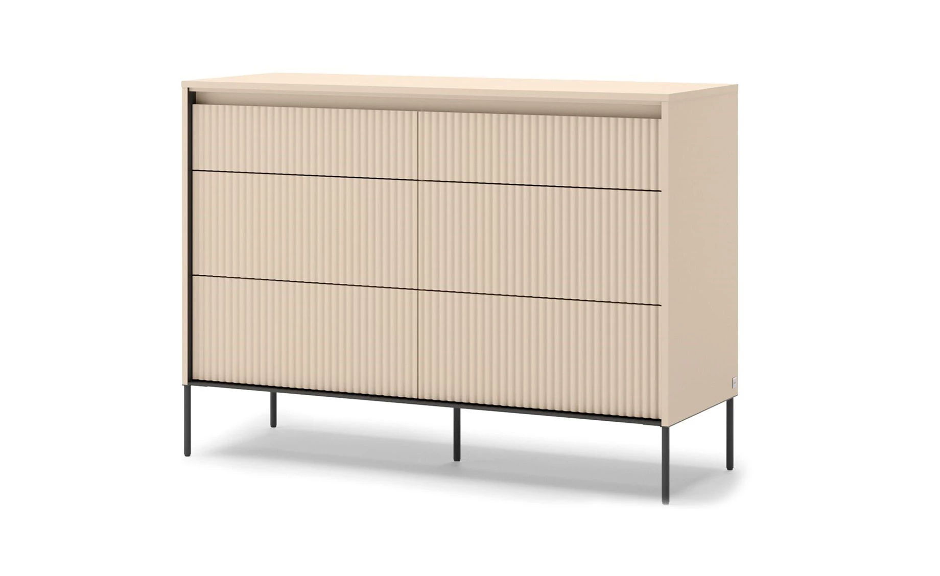 Trend komoda 6 fioka + LED rasveta 130x94x47 cm bež/crna